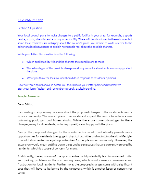O-level English Directed Writing Sample 1 (Letter) | Addhayan Academy